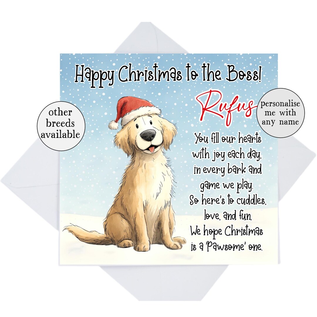 Personalised Christmas Card to the Dog With Poem Verse, Different ...