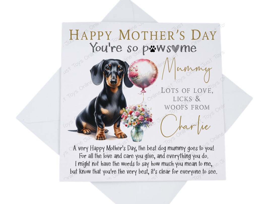 Dachshund Happy Mothers Day Card From the Dog, Personalised Dachshund ...