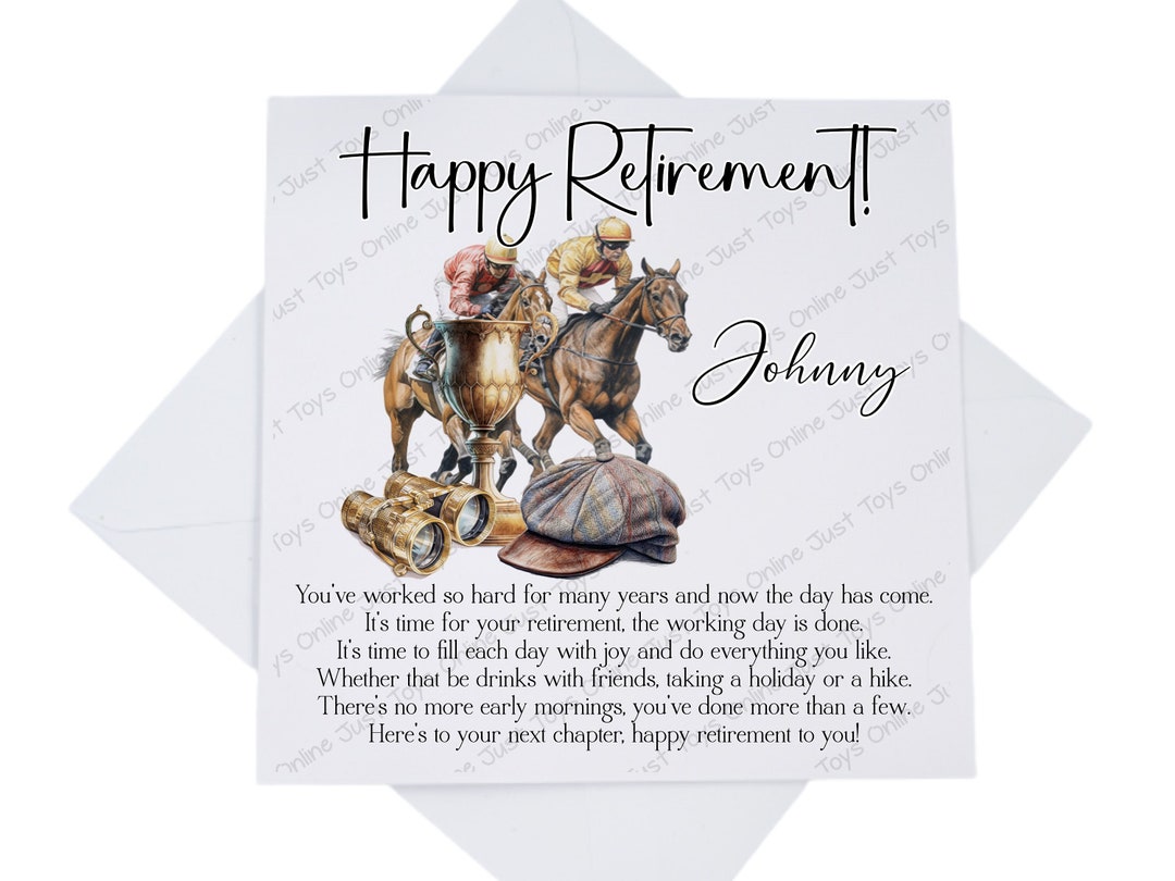 Horse Racing Retirement Card, Personalised Retirement Card With Poem ...