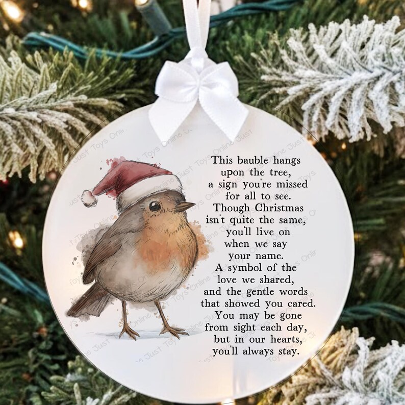 Personalised Memorial Robin Bauble in Memory of Loved One at Christmas ...