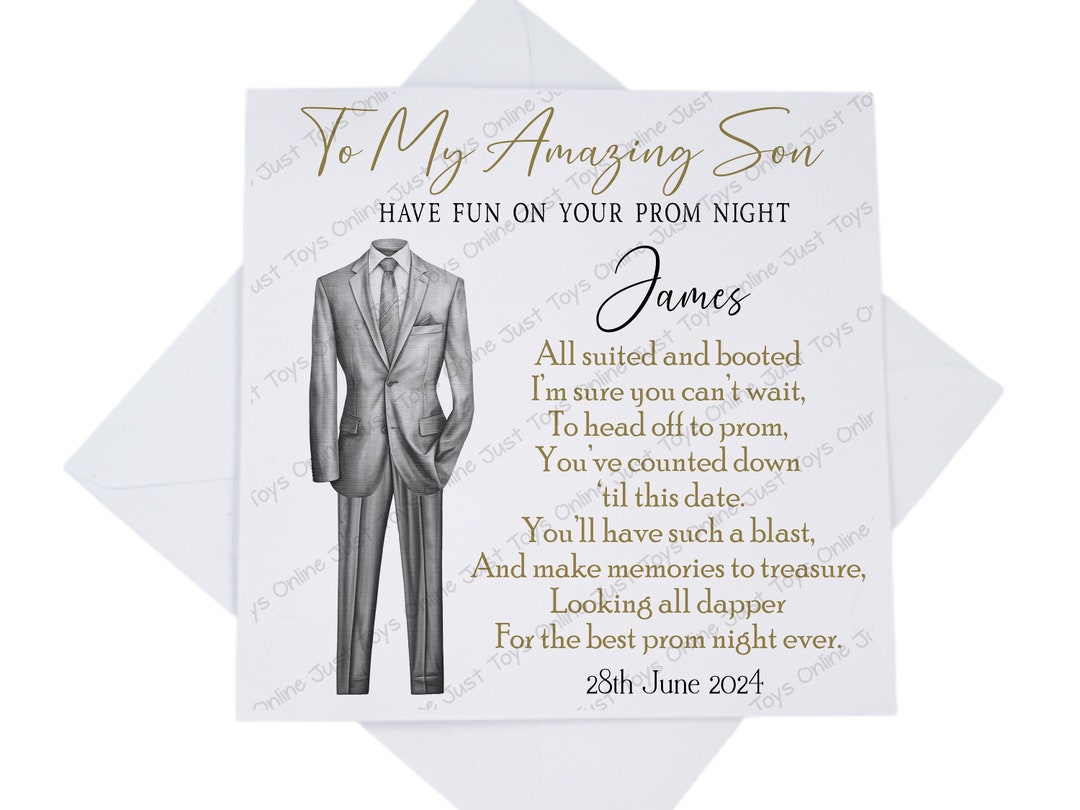 Personalised Prom Card, Prom Card With Poem Verse, Card for School ...