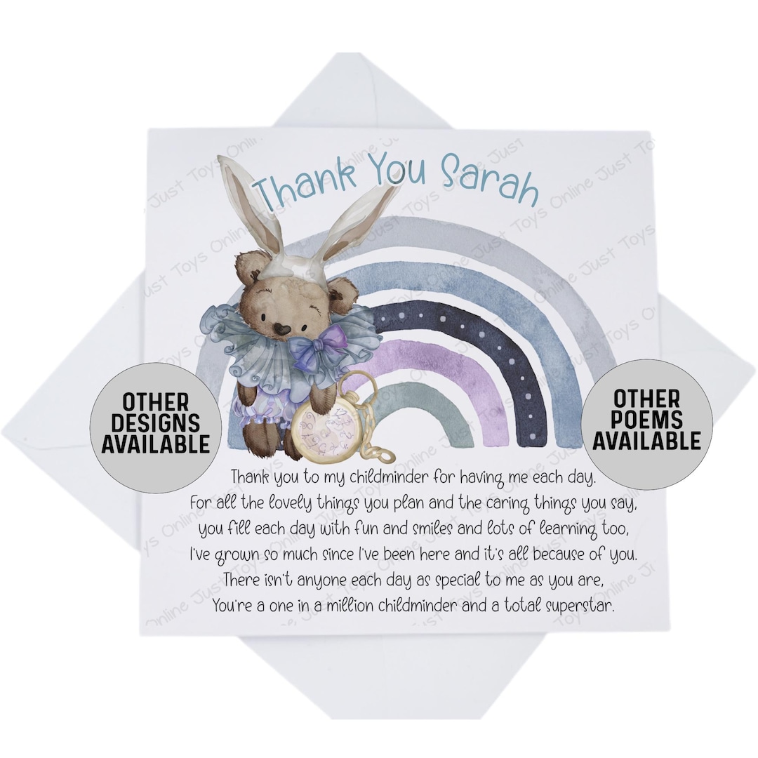 Childminder Thank You Card, Personalised Leaving Card for Childminder ...