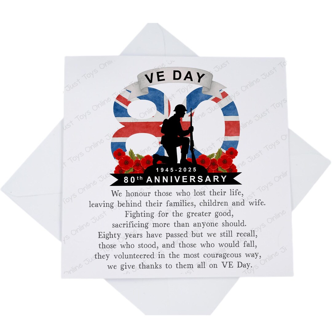 VE Day Greetings Card, Commemorative Keepsake Celebrating 80 Years VE ...