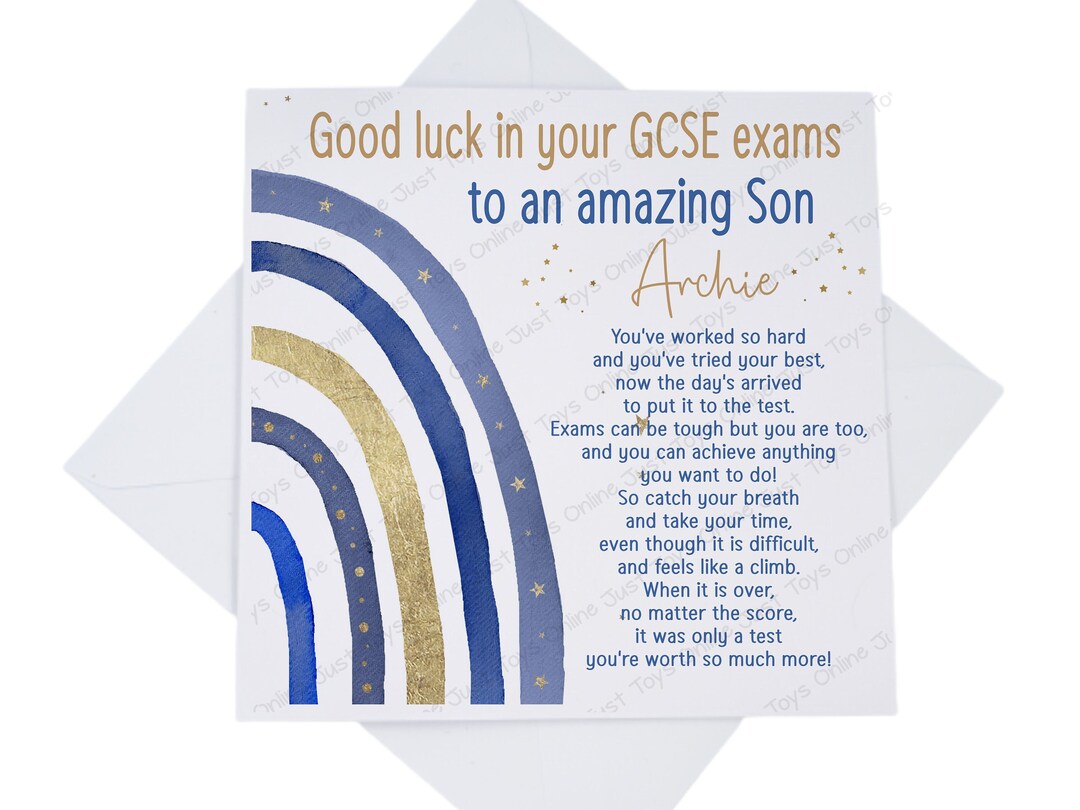Good Luck in Your Exams Card, Personalised Poem Card for Grandson Son ...