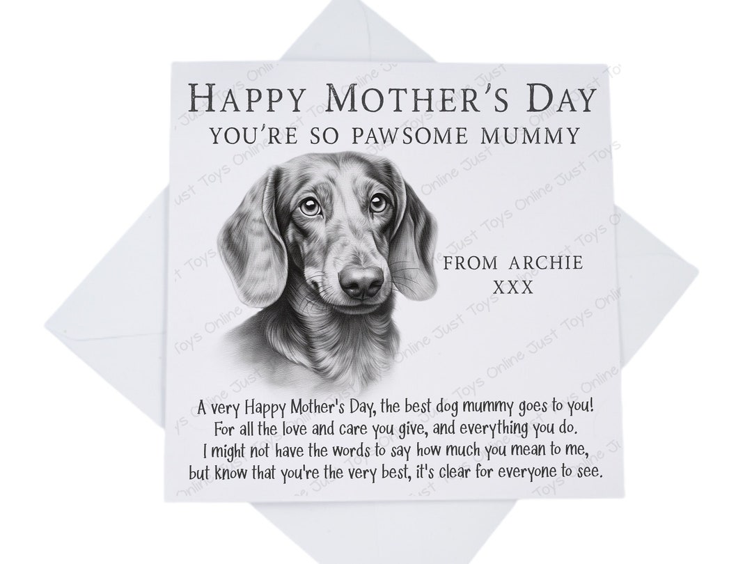Dachshund Mothers Day Card From the Dog, Personalised Sketchy Dachshund ...