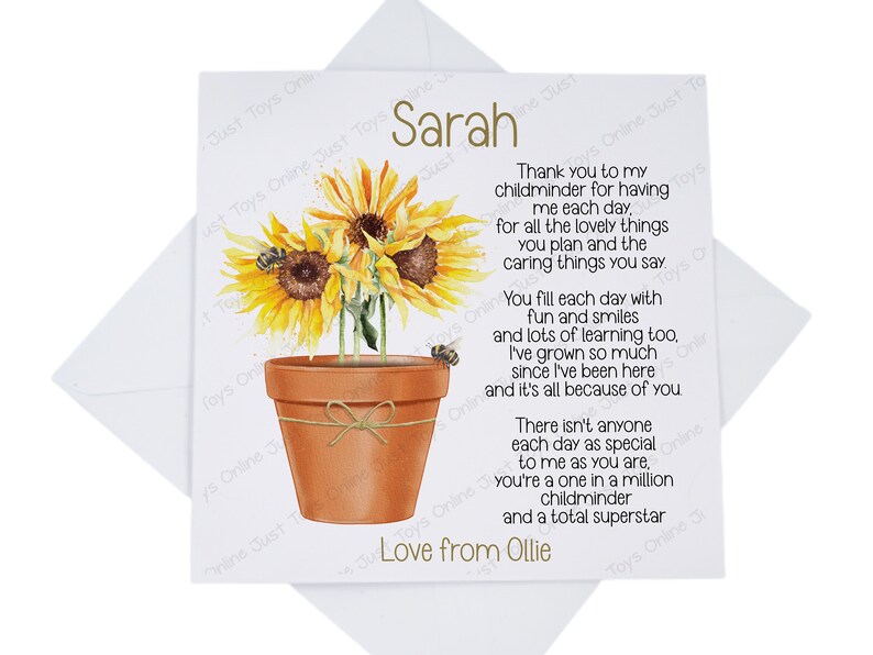 Personalised Thank You Childminder Card, Leaving Card for Childminder ...