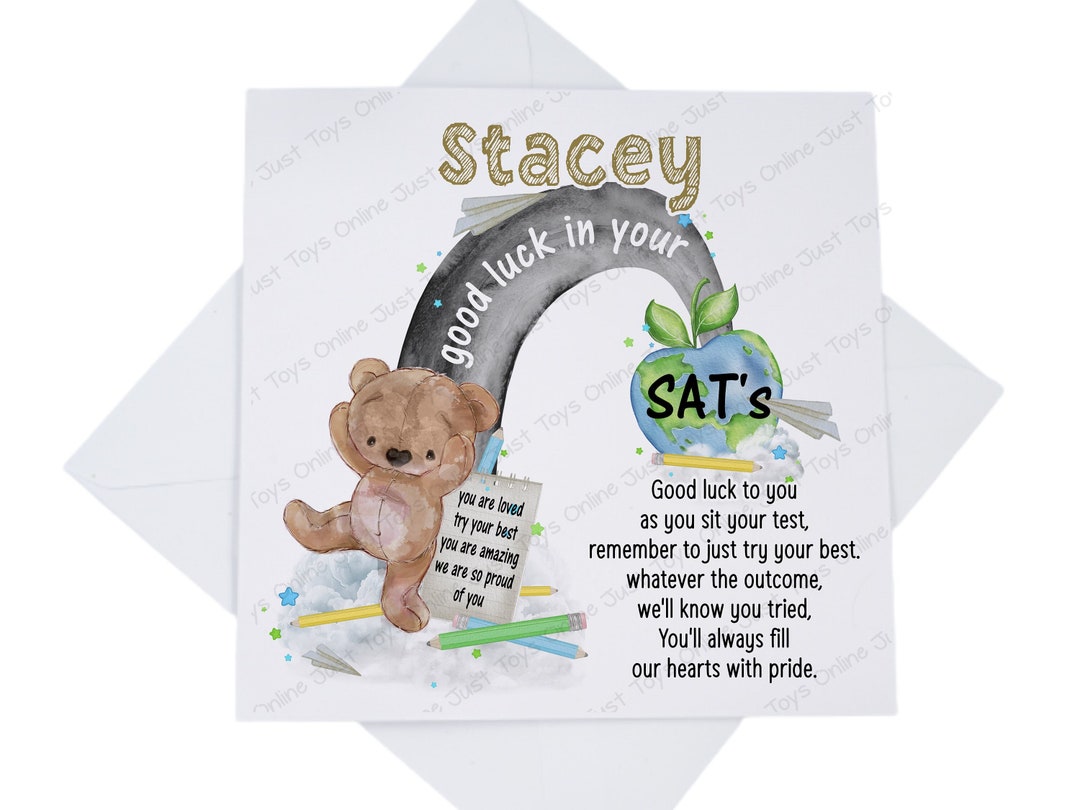 Personalised Good Luck in Your Sat's Card, Poem Card for Granddaughter ...