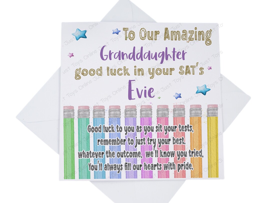Personalised Good Luck in Your Sat's Card, Poem Card for Granddaughter ...