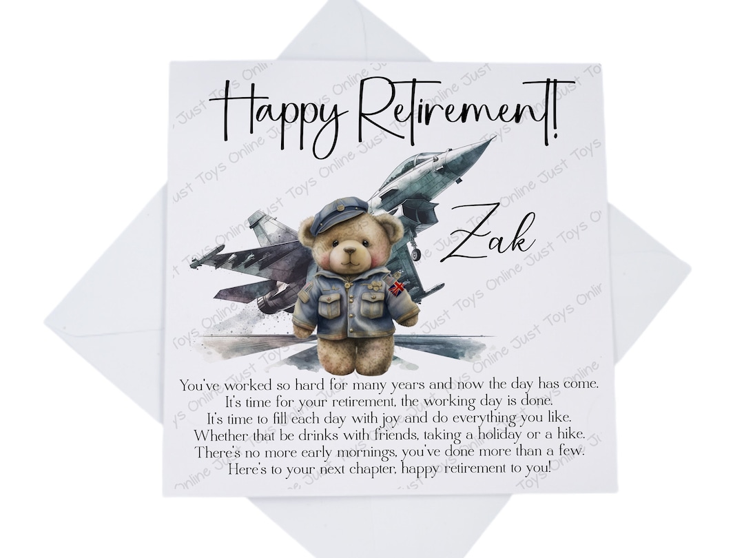 RAF Happy Retirement Card, Personalised Retirement Card With Poem Verse ...