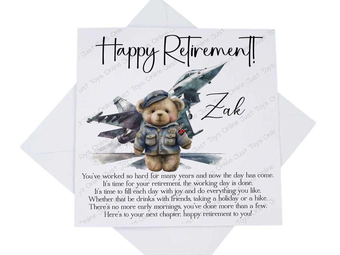RAF Happy Retirement Card, Personalised Retirement Card With Poem Verse ...