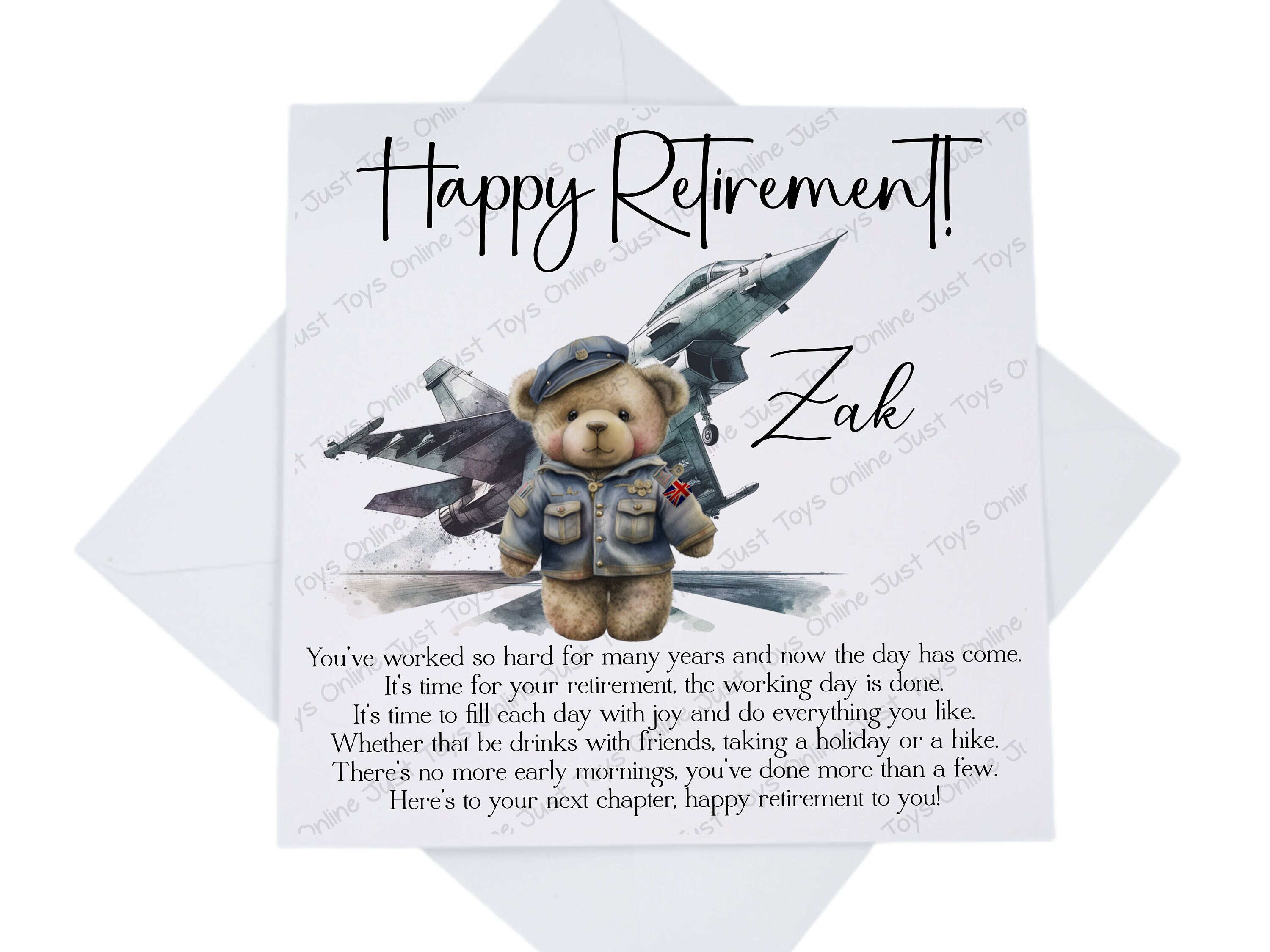 RAF Happy Retirement Card, Personalised Retirement Card With Poem Verse ...