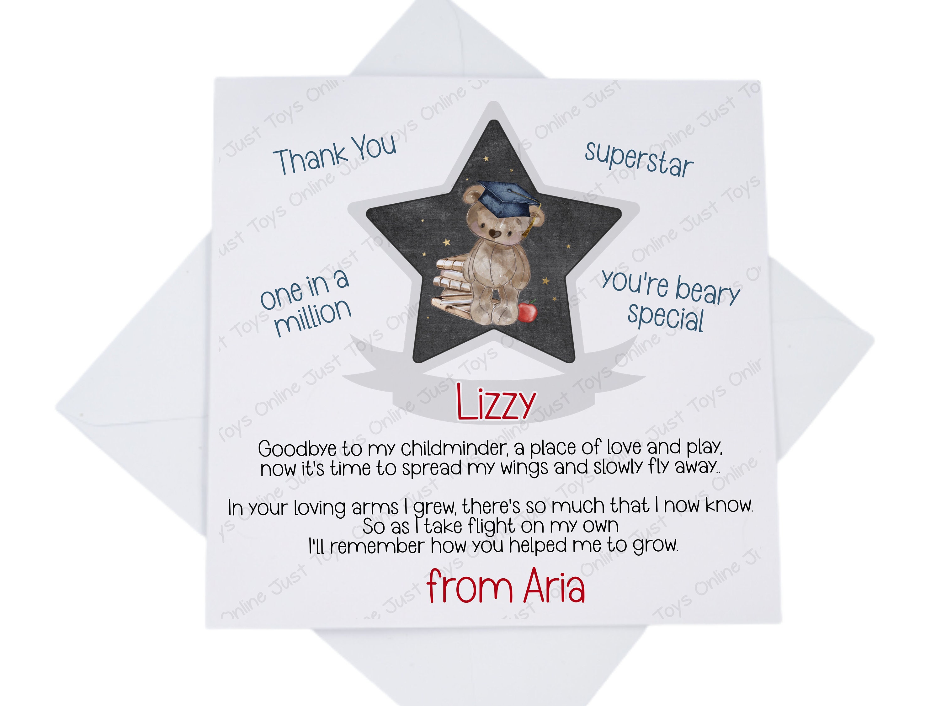 Personalised Thank You Childminder Card, Leaving Card for Childminder ...