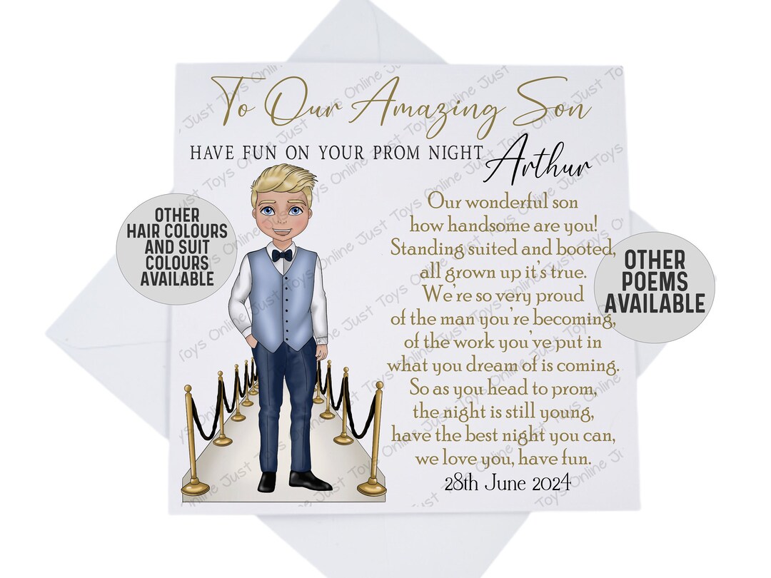 Personalised Prom Card, Prom Card With Poem Verse, Card for School ...