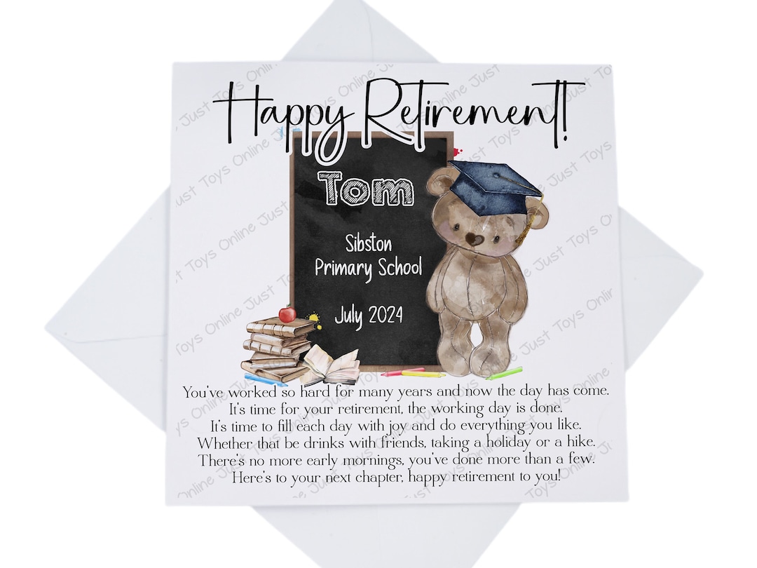 Teacher Retirement Card, Personalised Retirement Card With Poem Verse ...
