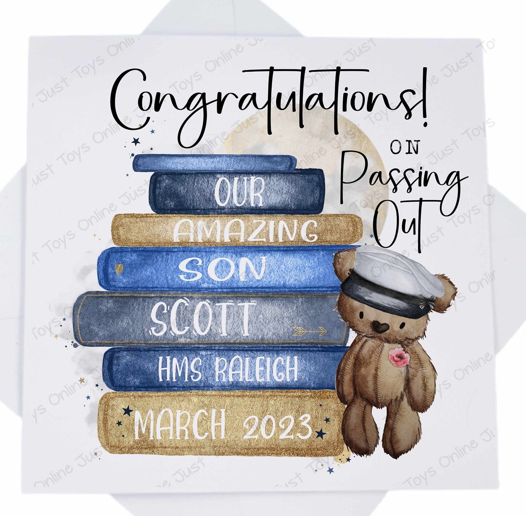 Passing Out Card, Personalised Royal Navy Sailor Bookstack Passing Out ...