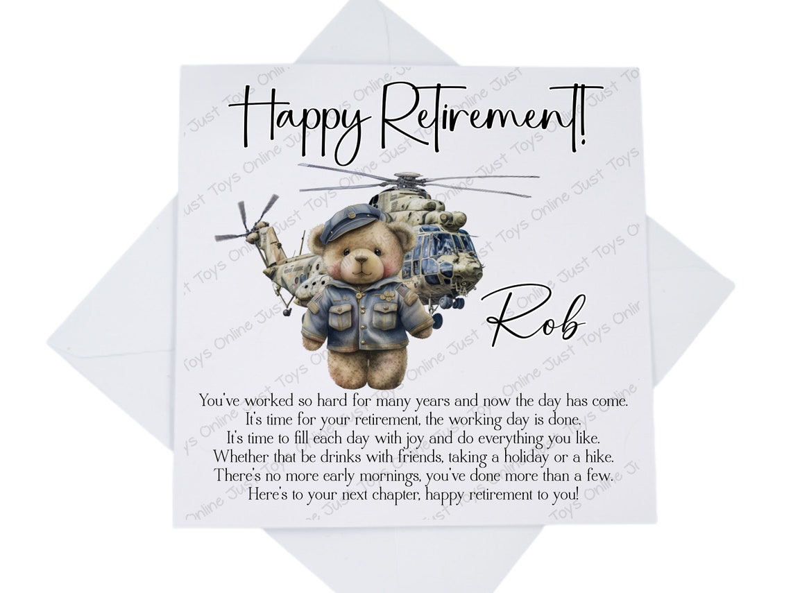 RAF Happy Retirement Card, Personalised Retirement Card With Poem Verse ...