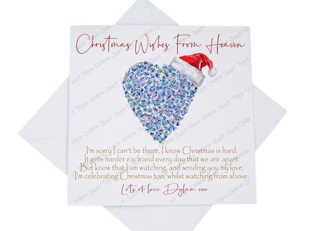 Christmas From Heaven Card, Memorial Loss Sympathy Christmas Card With ...