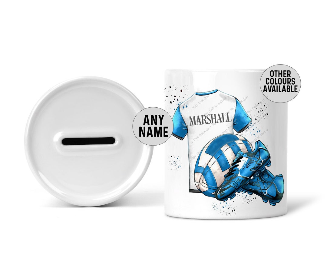 Personalised Rugby Football Money Box, Piggy Bank Gift for Boys Girls ...