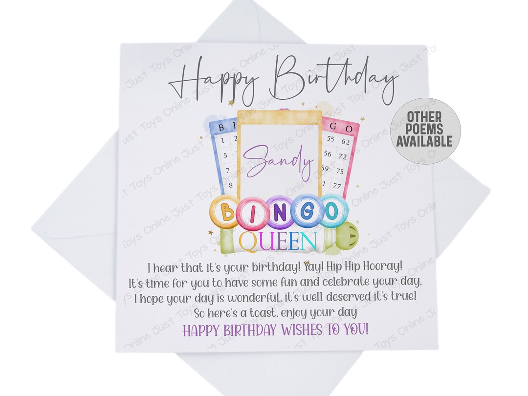 Personalised Bingo Birthday Card, Bingo Birthday Card With Poem Verse ...