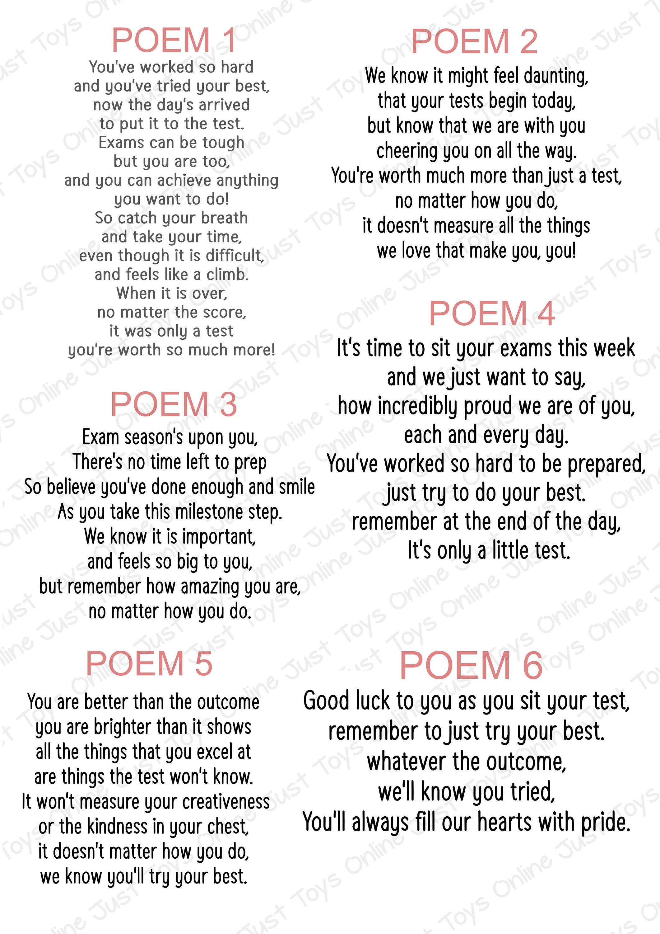 Good Luck in Your Exams Card, Personalised Poem Card for Grandson Son ...