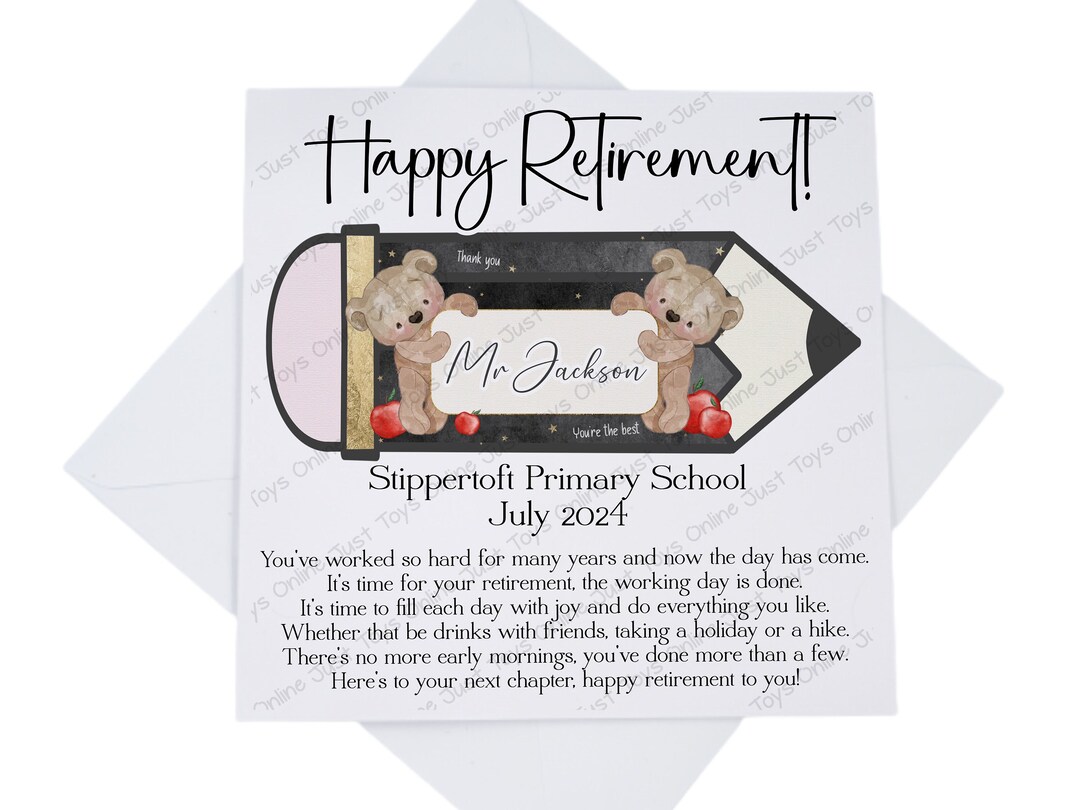 Teacher Retirement Card, Personalised Happy Retirement Gonk Card With ...
