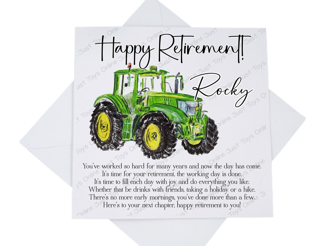 Tractor Retirement Card, Personalised Retirement Card With Poem Verse ...