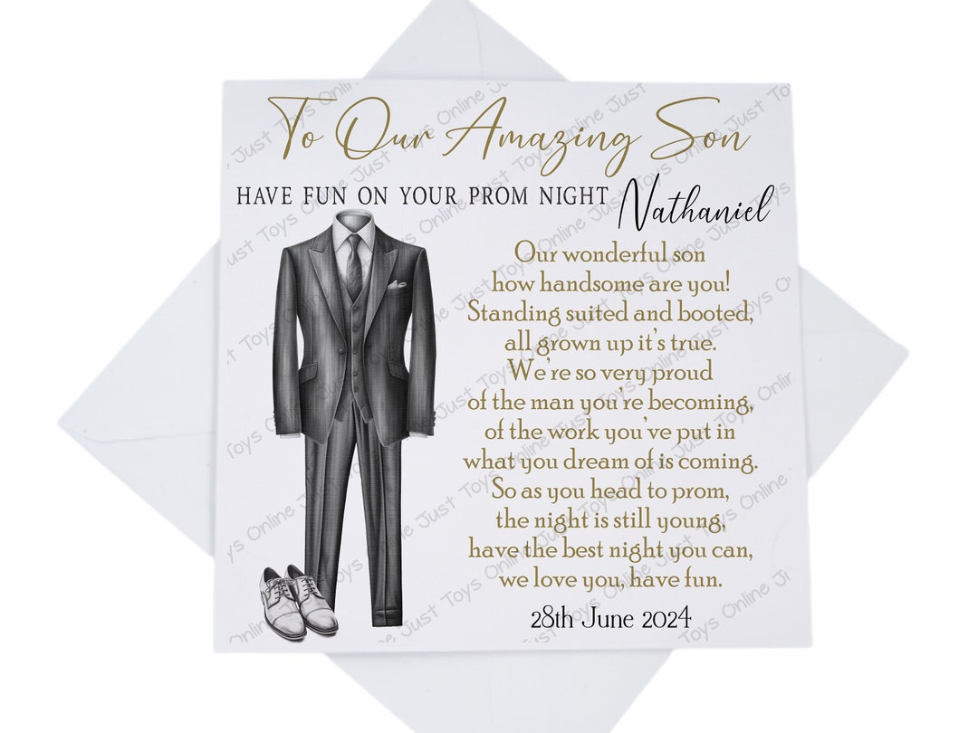 Personalised Prom Card, Prom Card With Poem Verse, Card for School ...