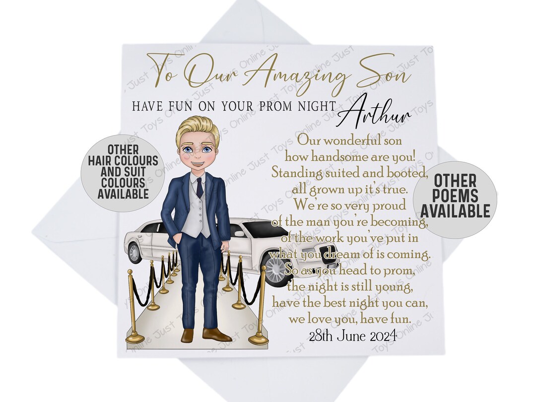 Personalised Prom Card, Prom Card With Poem Verse, Card for School ...