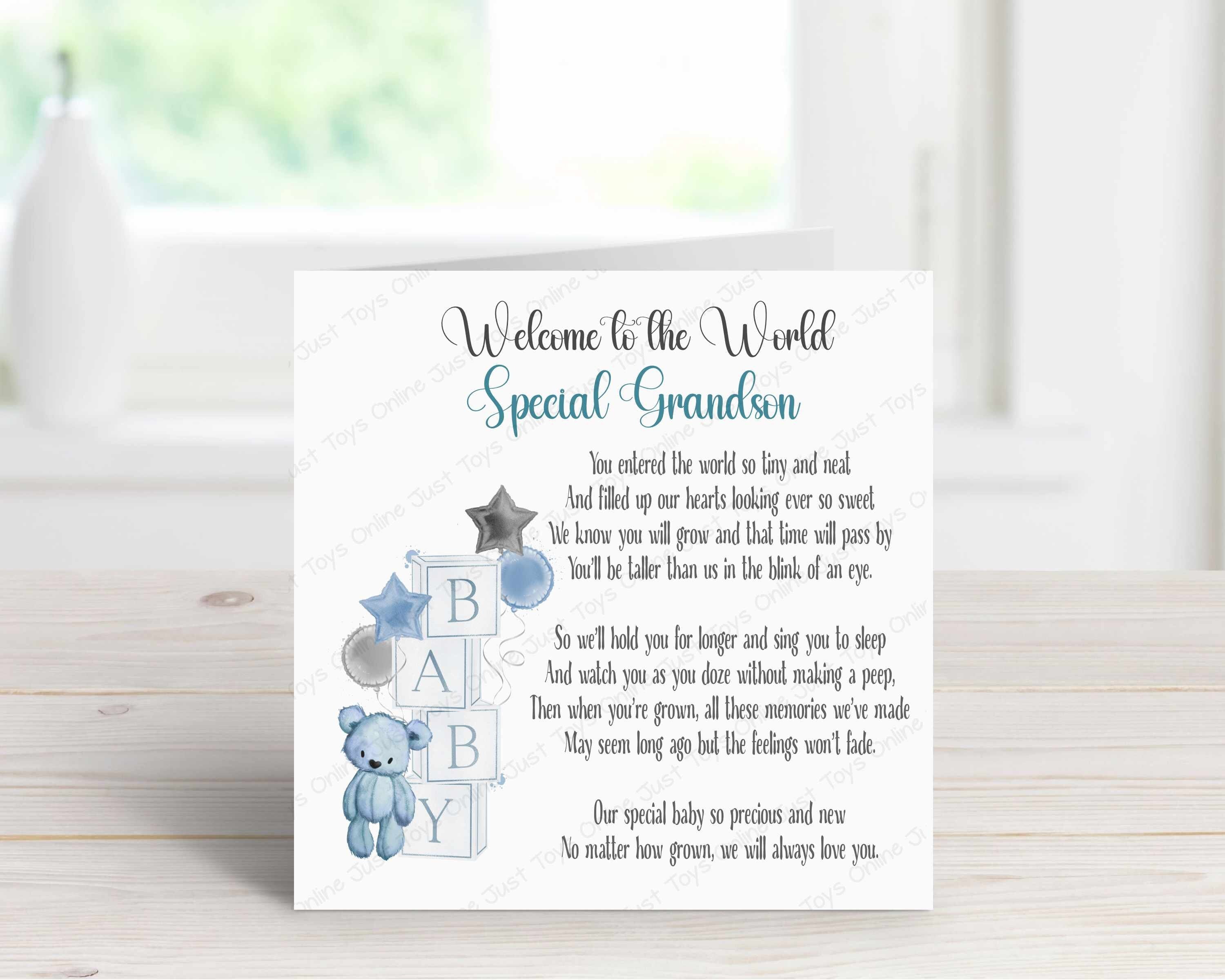 Personalised Welcome to the World Baby Card, New Baby Grandson Son ...