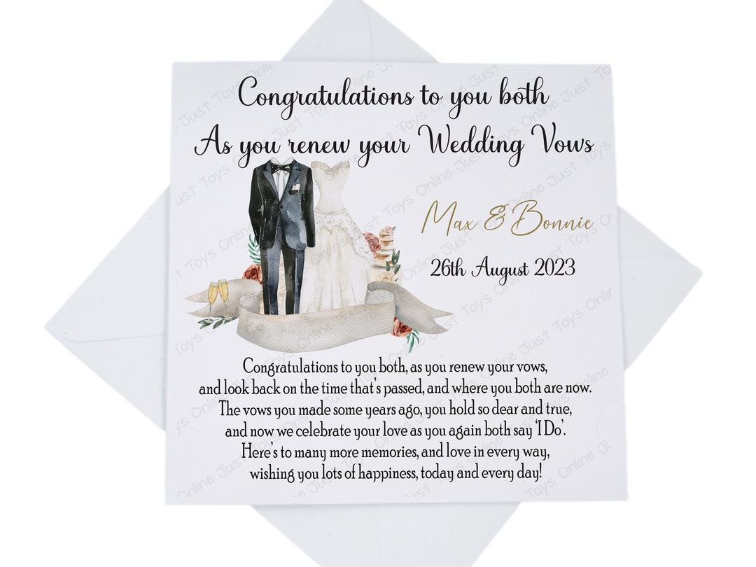 Personalised Vow Renewal Card, Congratulations on Renewing Your Vows ...