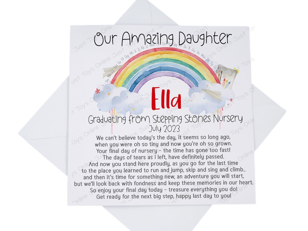 Last Day of Nursery Card, Leaving Preschool Card With Poem Verse ...