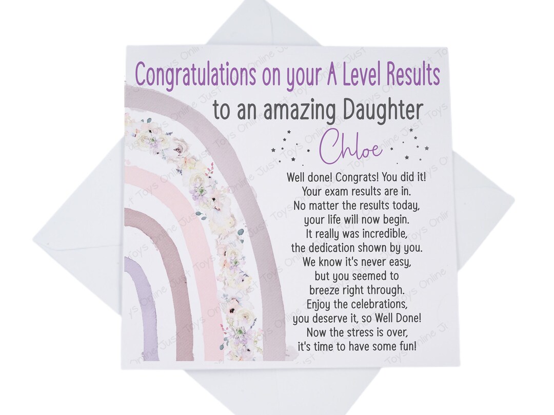 Congratulations on Your Exam Results Card, Well Done GCSE A Level ...
