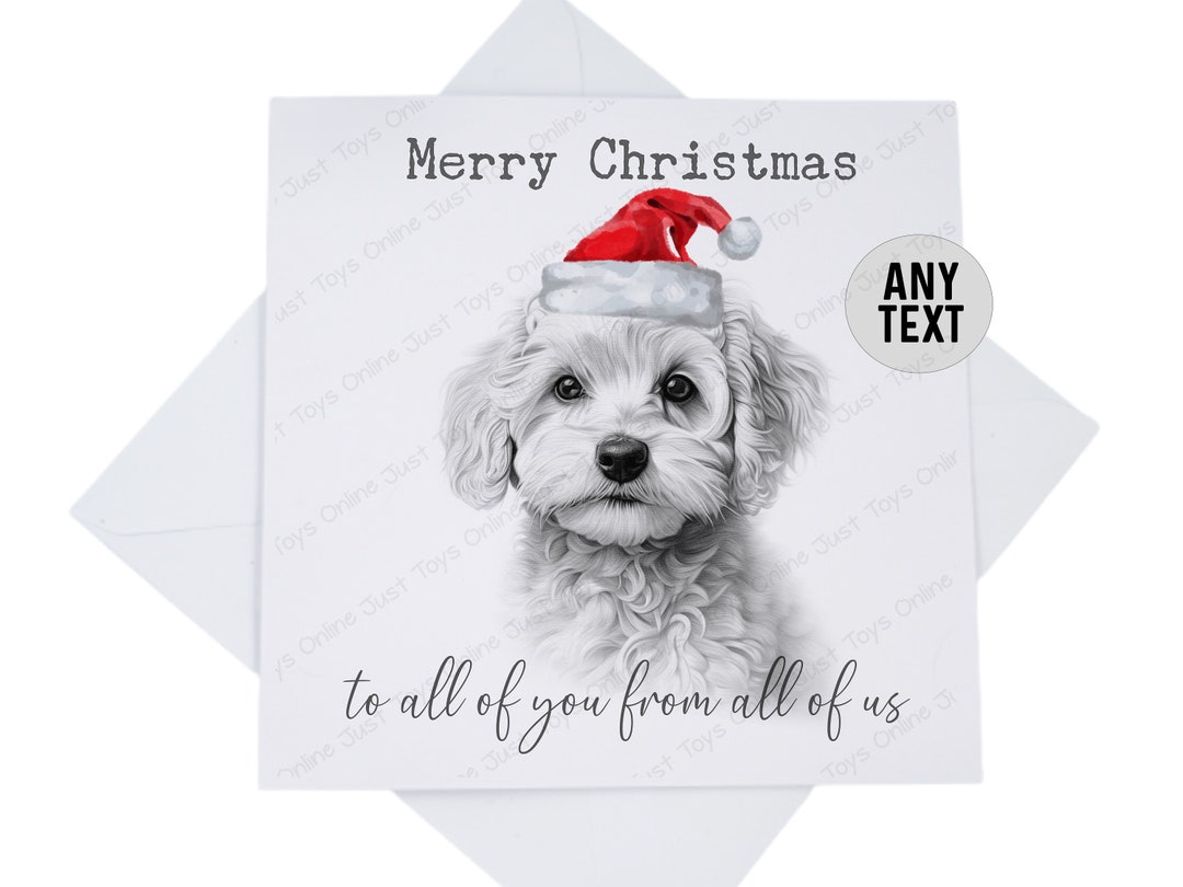 Cavachon Christmas Card, Personalised Cavachon Christmas Card, Sketchy ...