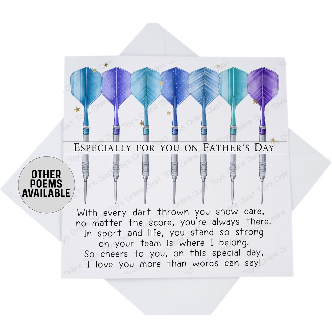 Happy Father's Day Card, Darts Card for Dad, Grandad, Step Dad With ...