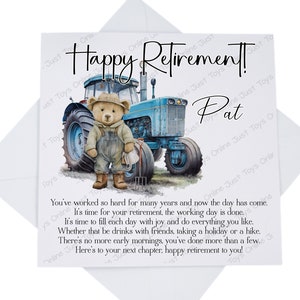 Happy Retirement Card, Personalised Retirement Card With Poem Verse, on ...