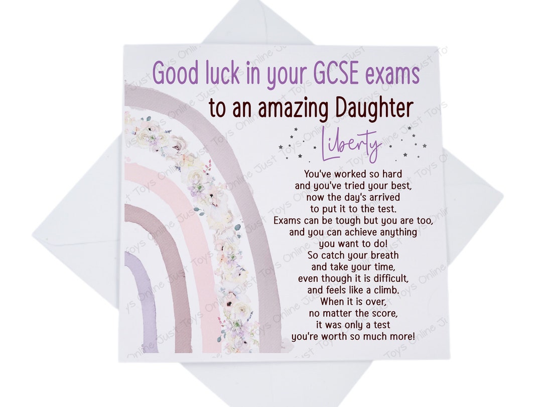 Good Luck in Your Exams Card, Personalised Poem Card for Grandson Son ...