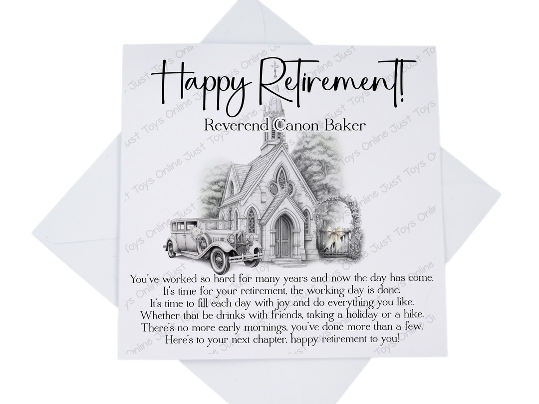 Happy Retirement Card, Personalised Sketch Church Retirement Card With ...