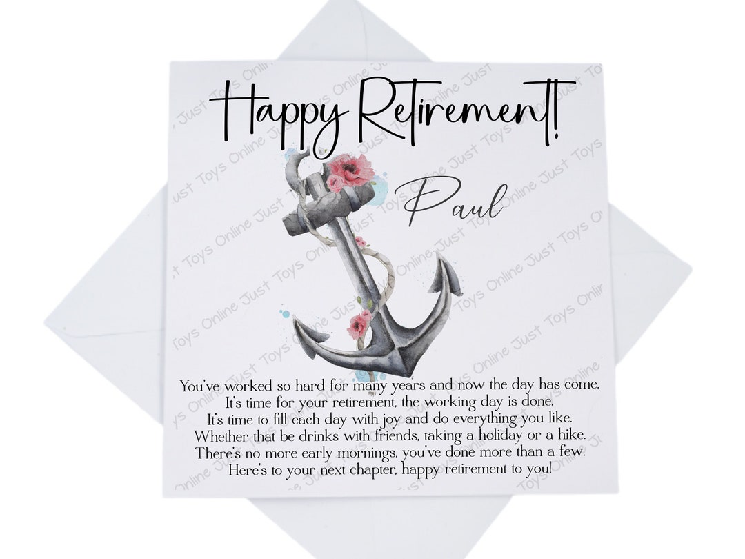 Happy Retirement Card, Personalised Retirement Card With Poem Verse, on ...