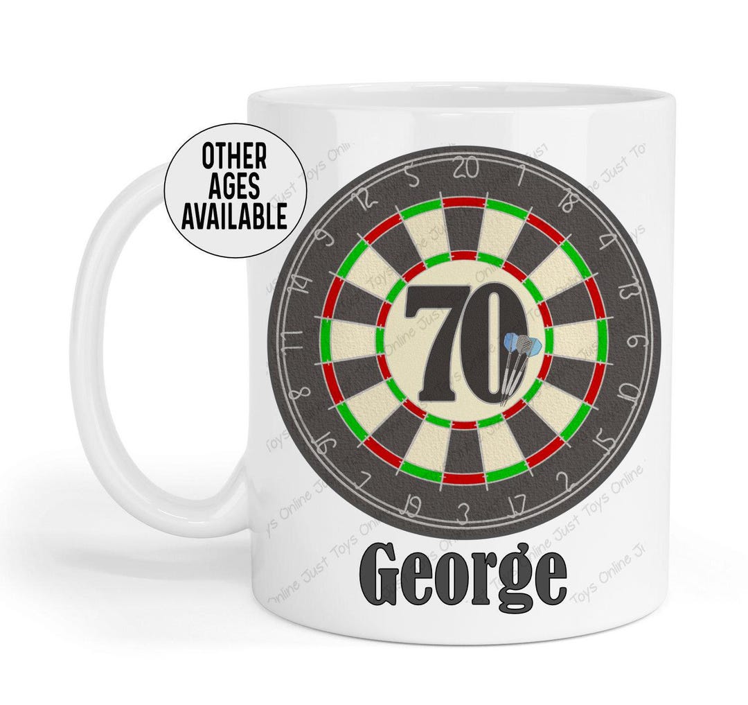 Birthday Darts Mug, Personalised Age Dart Board Mug, Darts Mug ...