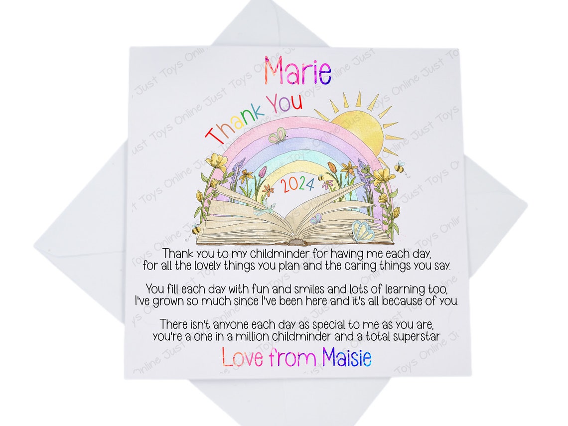 Personalised Thank You Childminder Card, Leaving Card for Childminder ...