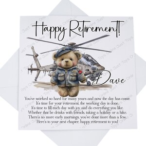 RAF Happy Retirement Card, Personalised Retirement Card With Poem Verse ...