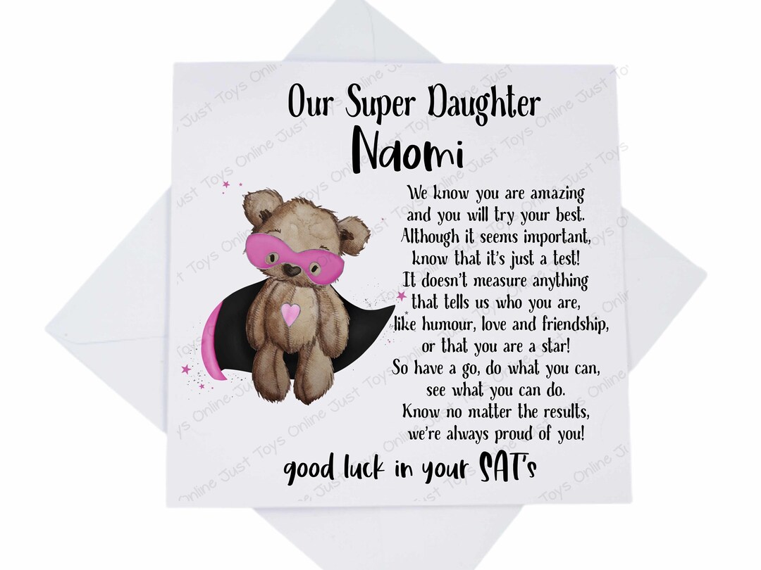 Personalised Good Luck in Your Sat's Card, Poem Card for Super ...