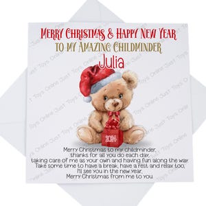 Childminder Christmas Card, Personalised Childminder Card, Christmas ...