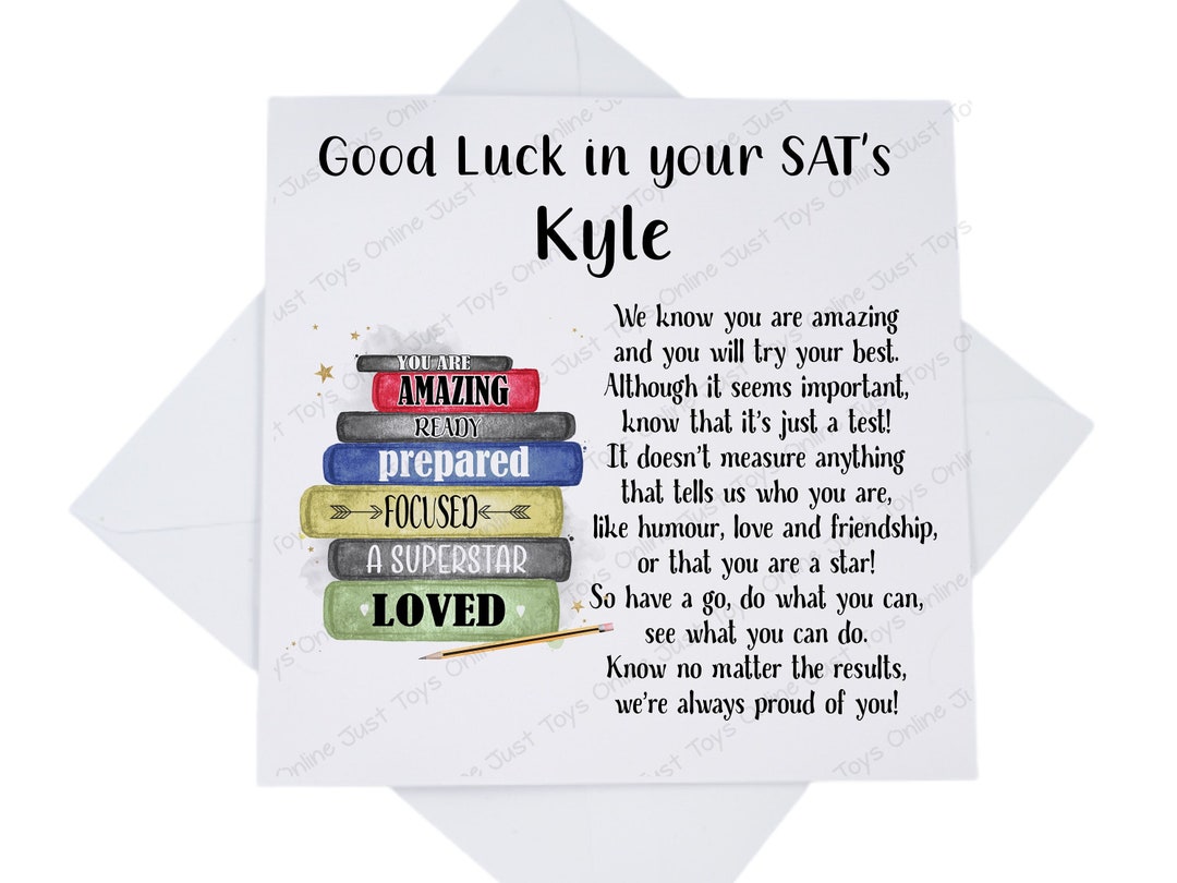 Personalised Good Luck in Your Sat's Card, Poem Card for Granddaughter ...