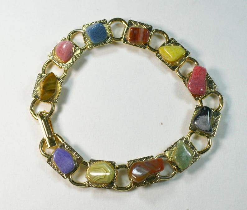 Gold Semi-precious Stone Bracelet - Etsy