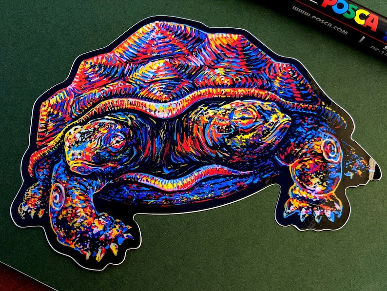 Two-headed Tortoise Vinyl Sticker - Polycephalic Sisters - Etsy