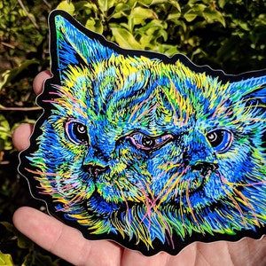 Janus Cat Vinyl Sticker - Frankenlouie the Diprosopus Feline - Etsy