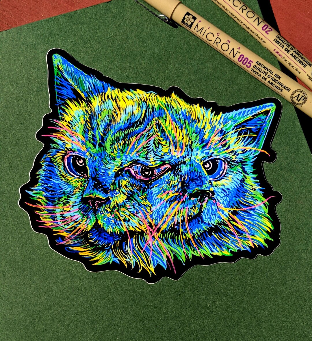 Janus Cat Vinyl Sticker - Frankenlouie the Diprosopus Feline - Etsy UK