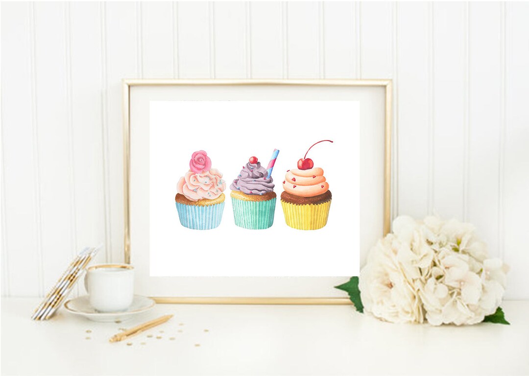 Cupcake Poster, Cupcake Wall Art, Culinary Decor, Cupcake Nursery ...