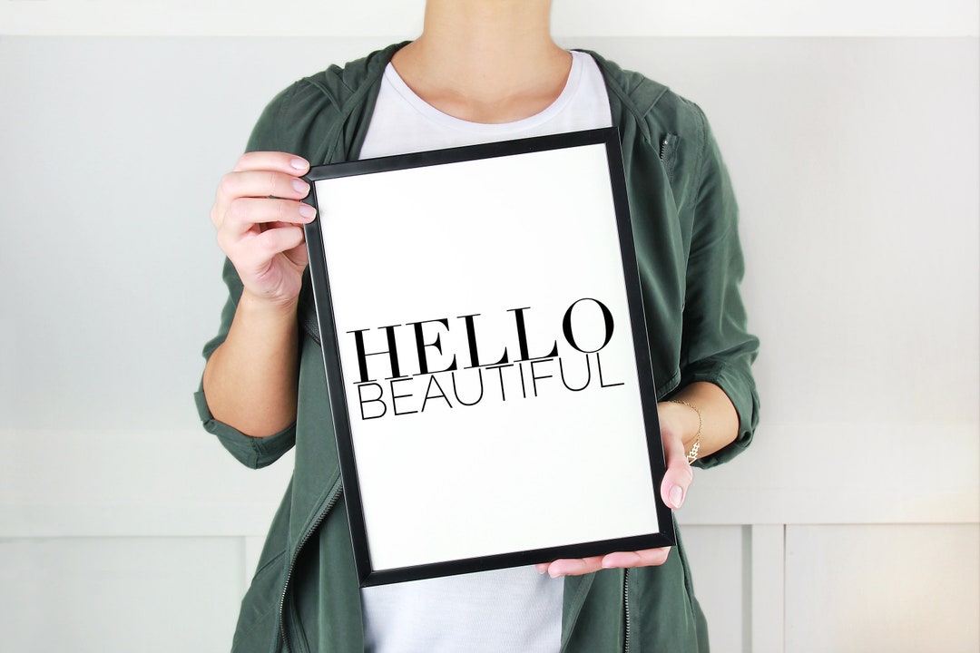 Hello Beautiful Art Hello Beautiful Sign Hello Artwork - Etsy